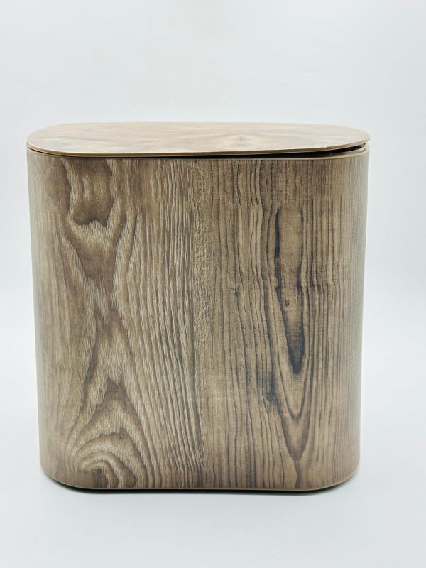 Wood Grain Flip Lid Dustbin – Modern Wooden Finish Waste Bin – Sastho ...